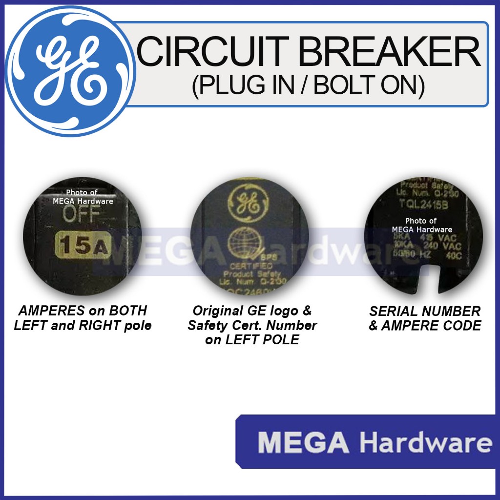 GE CIRCUIT BREAKER (PLUG IN or BOLT ON) 15A 20A 30A 40A 50A 60A 70A 100A 2 POLE ORIGINAL ...