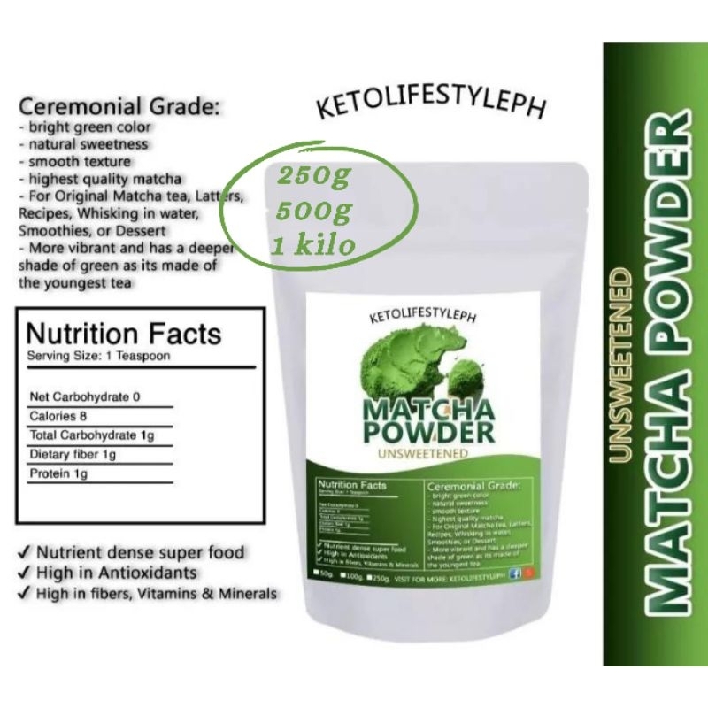 Matcha Powder Ceremonial (Unsweetened/Low-Carb/Keto) | Shopee Philippines