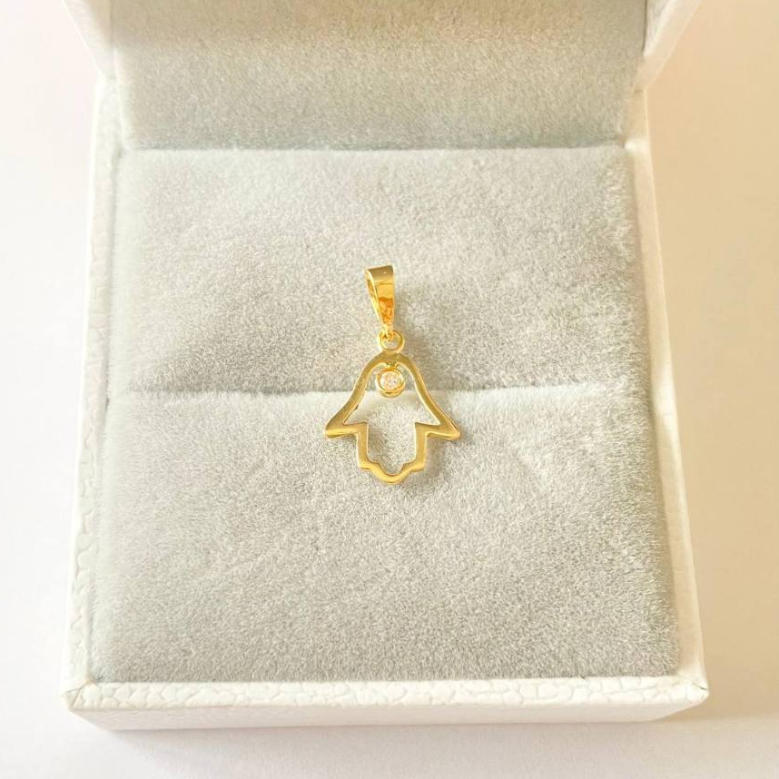 Pawnable 18K Saudi Gold Mini Hamsa Hand Pendant | Shopee Philippines
