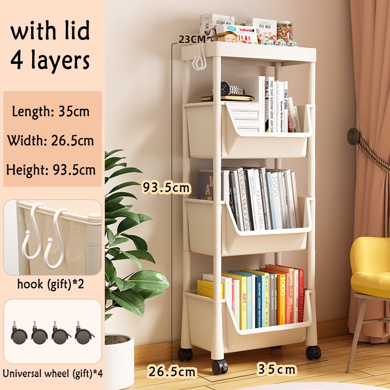Moving Rack 4 Tier Kitchen Storage Shelf Home Bedroom Bathroom ...