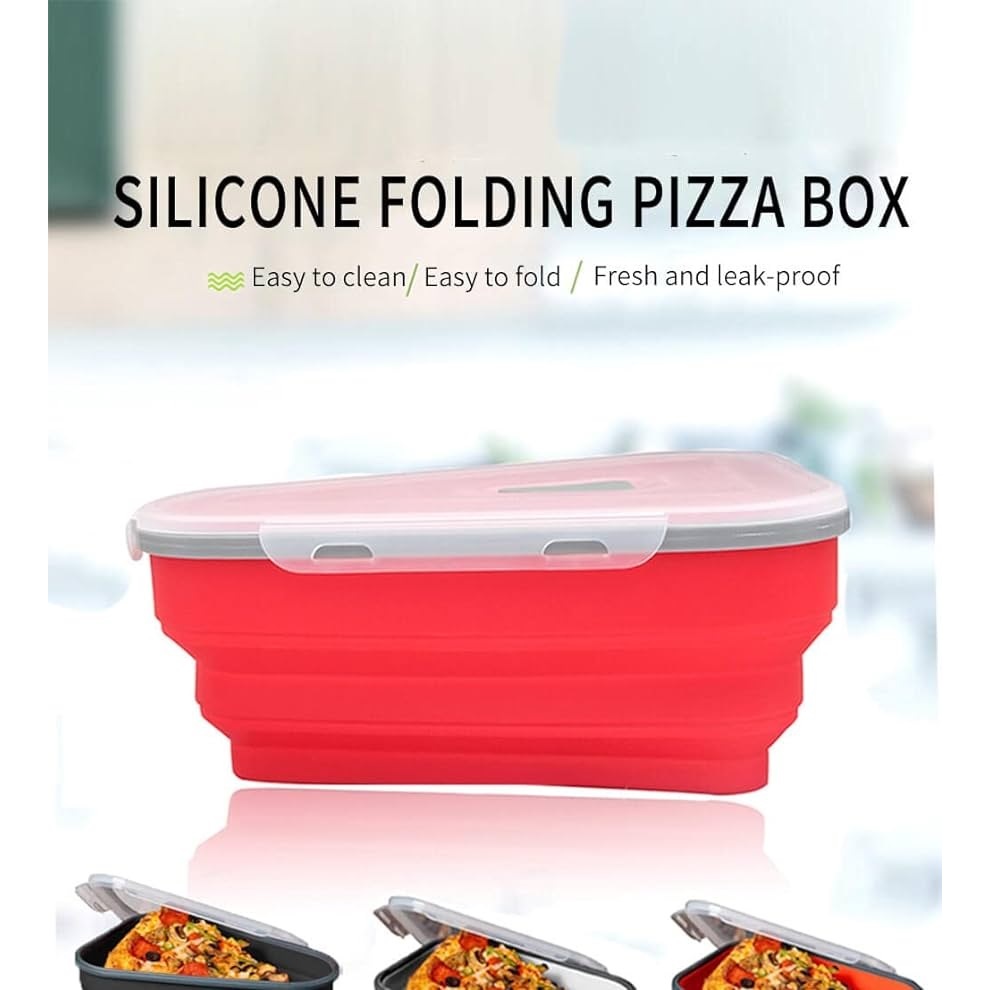 Silicone Pizza Container Folding 5 Slices Microwaveable Washable ...
