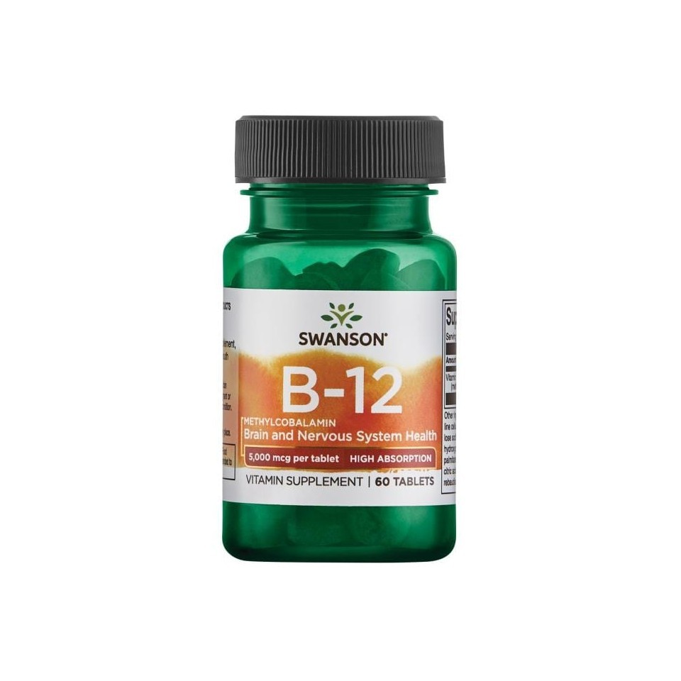 Swanson B12 Methylcobalamin 5,000 MCG 60 Tablets Energy & Metabolism ...