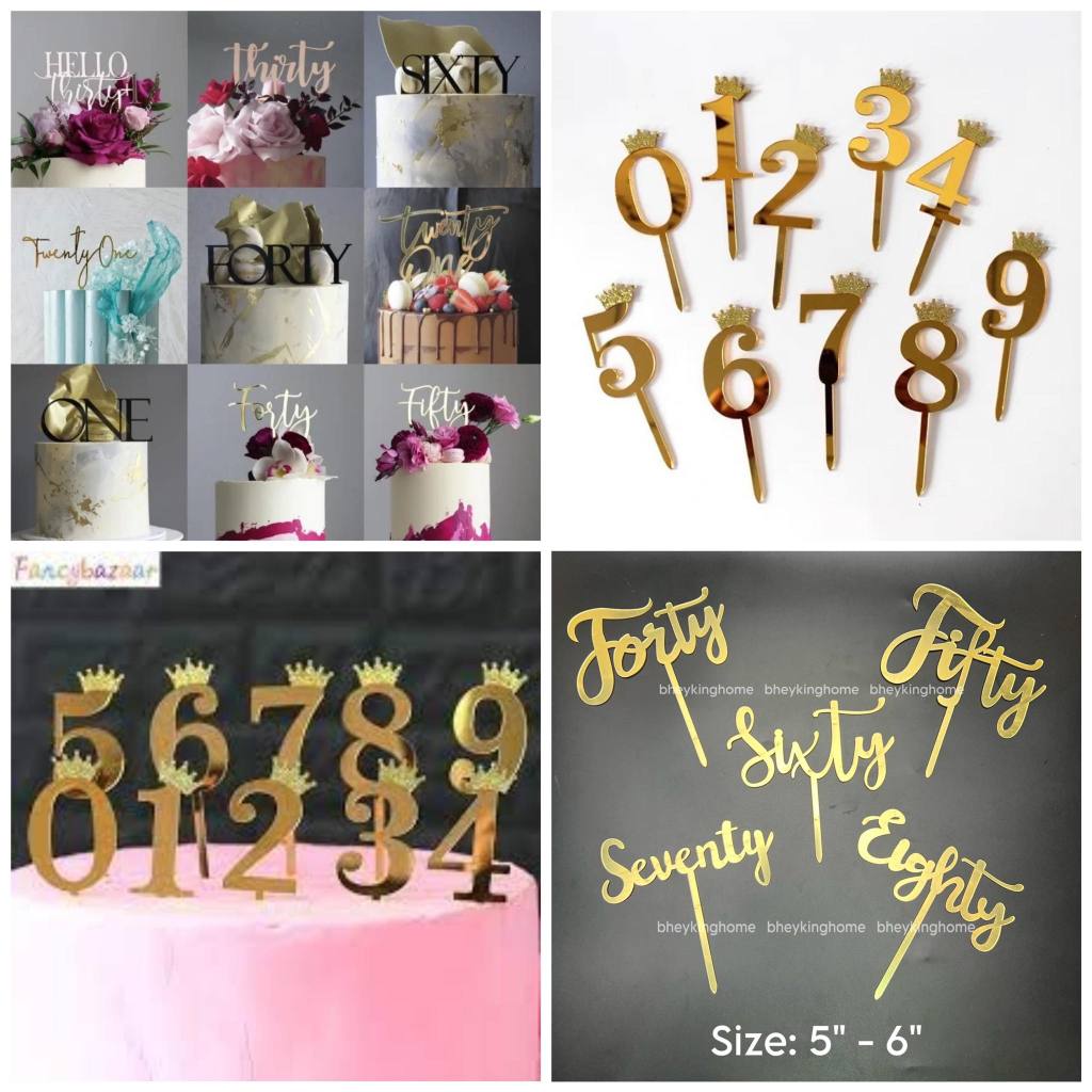 Big Number Acrylic Topper Numbers Gold Toppers One forty fifty Sixty ...