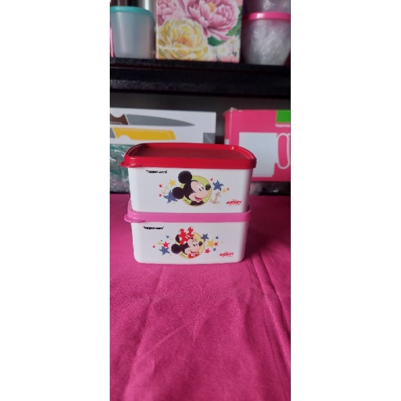 Tupperware Mickey & Minnie Small square made in Malaysia 400ml each ...