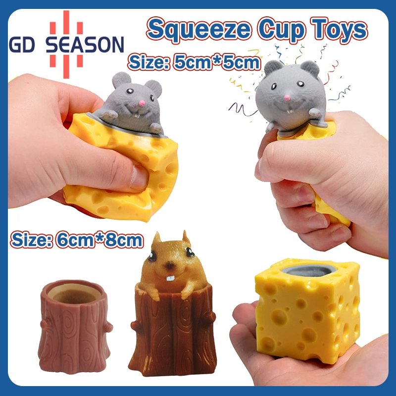 Cute Squishy Toys Cheese Mouse Toys Funny Rat Cup Squeeze Cup Toys for ...