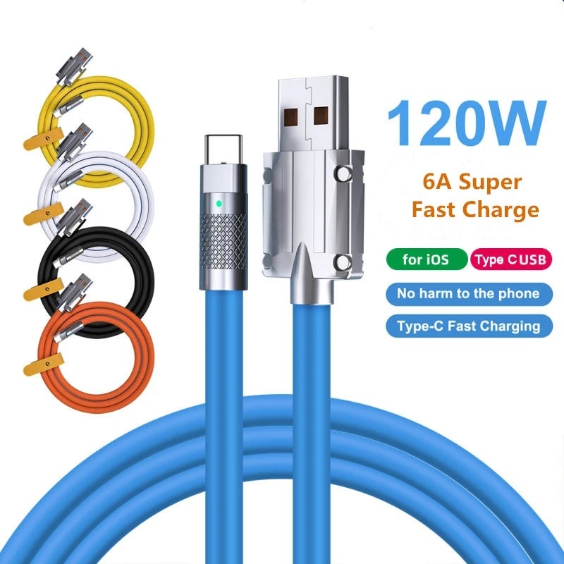 120W 6A Super Fast Charge [Good Quality] Type C Liquid Silicone Cable ...