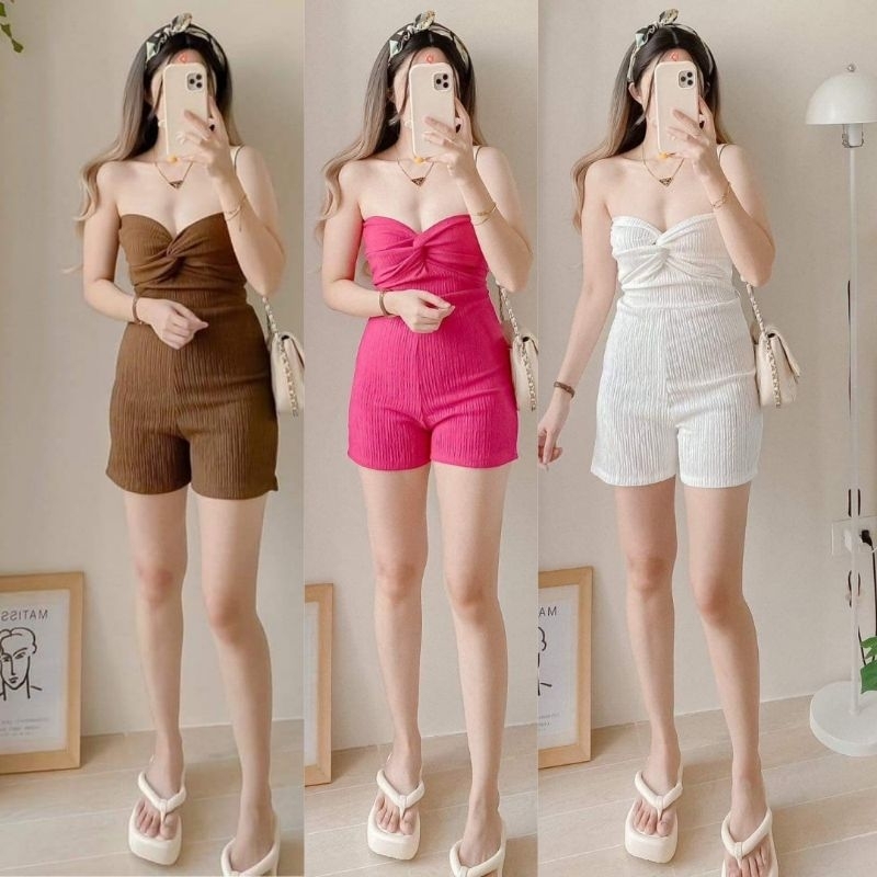 Meghan Twisted Jumpshort Jumpsuit Sexy Fit | Shopee Philippines