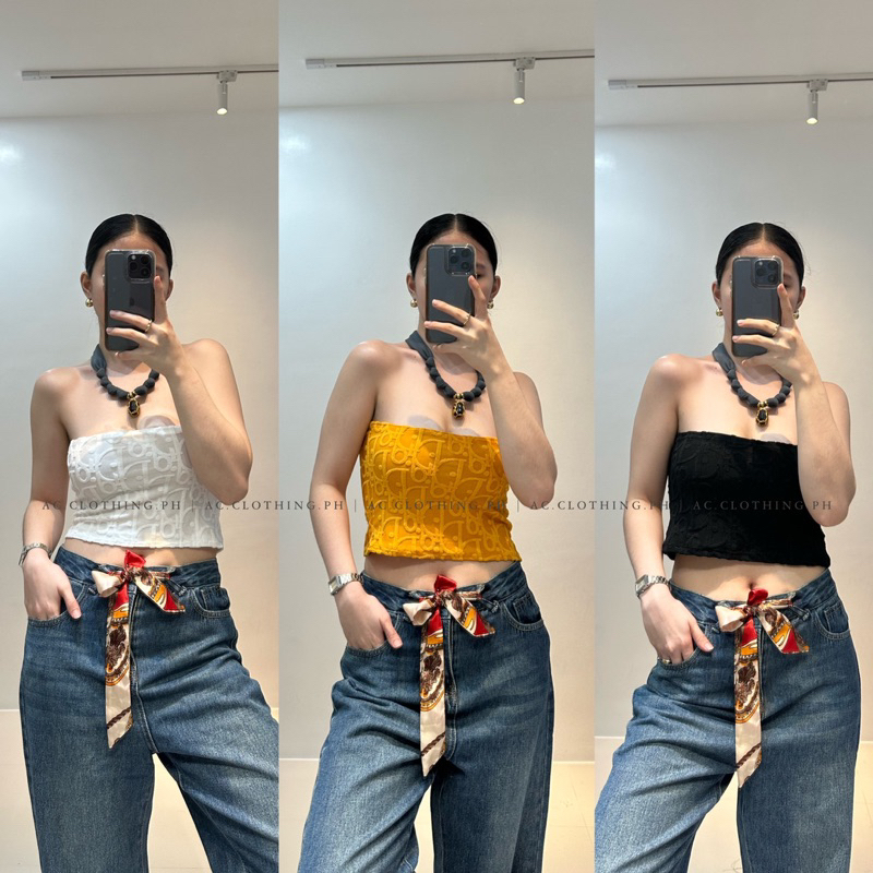 ZURI EMBOSSED TUBE TOP | Shopee Philippines
