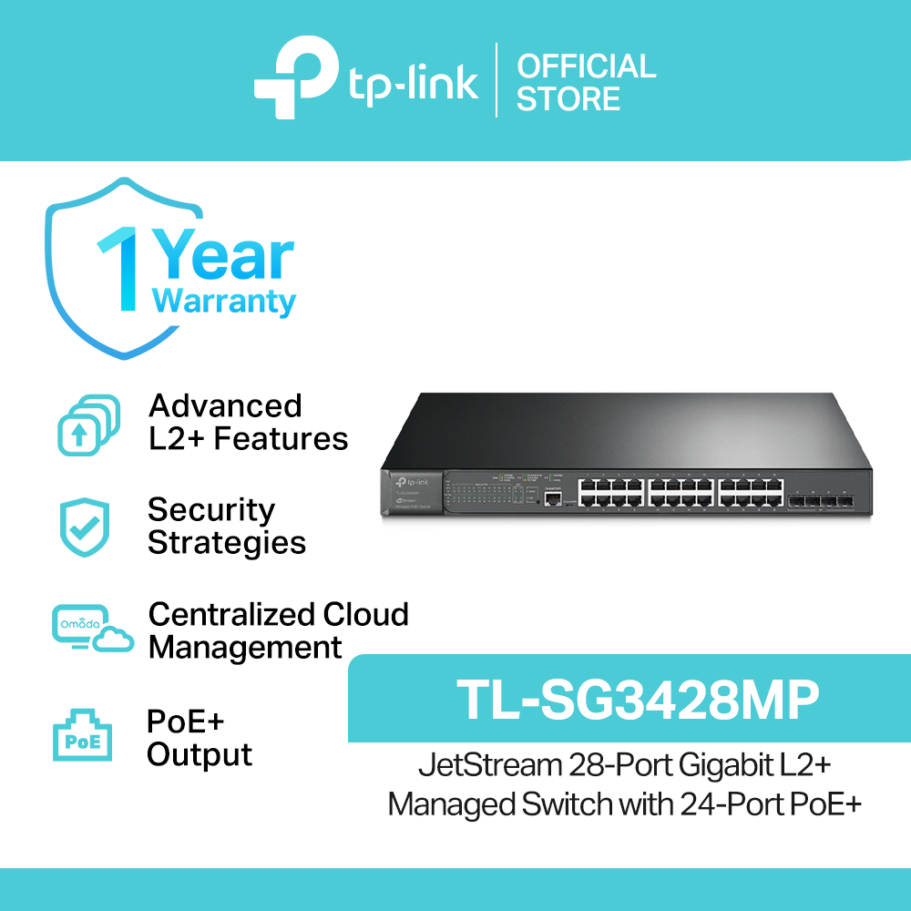 TP-Link TL-SG3428MP JetStream 28-Port Gigabit L2 Managed Switch with 24 ...