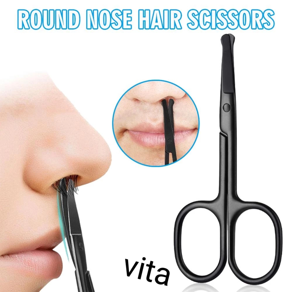 COD Stainless Steel Band Nose Hair Scissors Hair Tools Round Head Nose ...