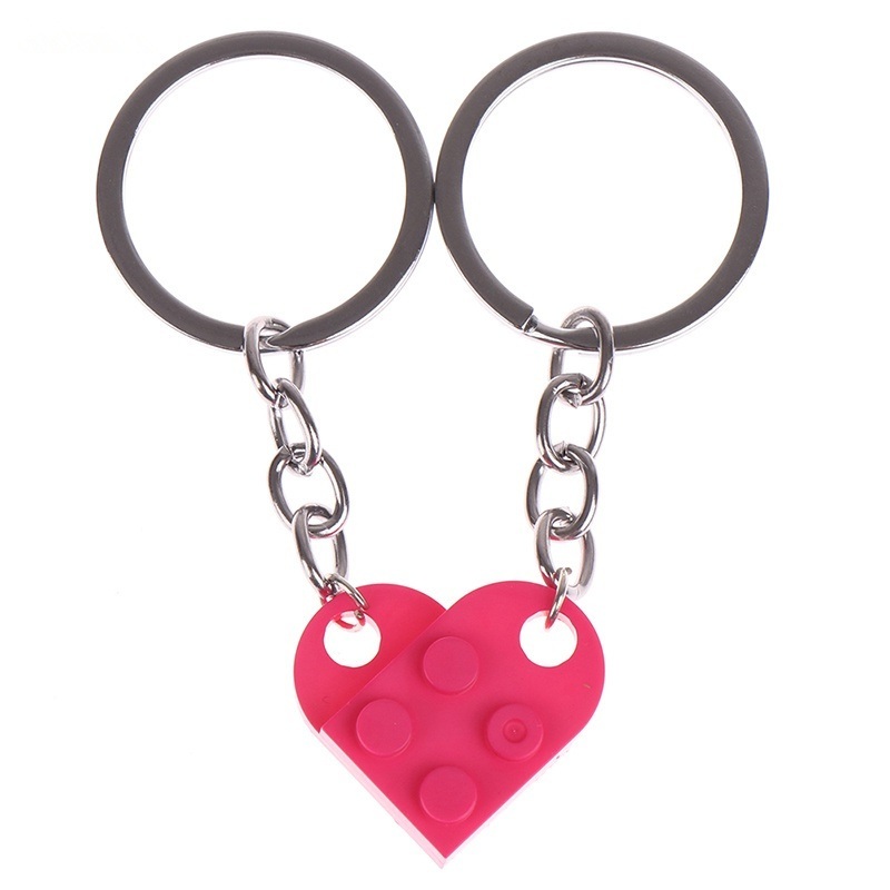 Matching Paired Brick Block Love Heart Keychain Keyring for Couple ...