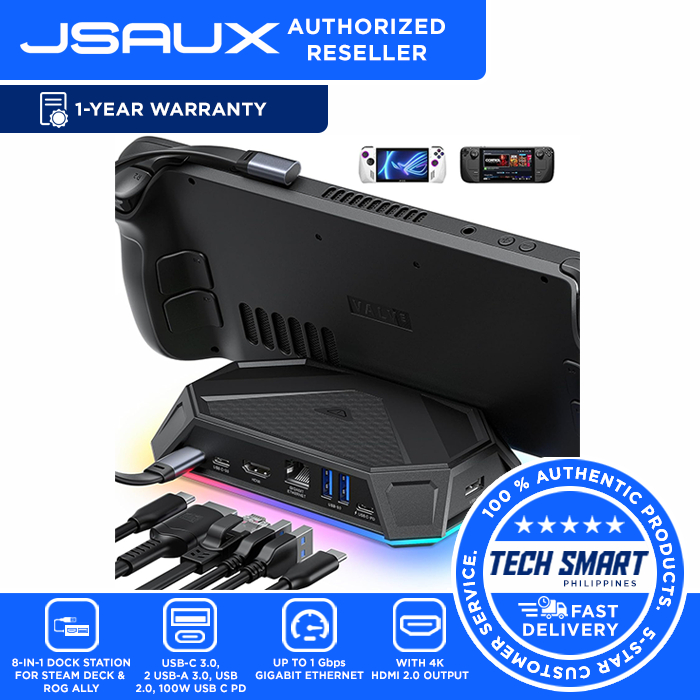 JSAUX RGB Docking Station for Steam Deck & ROG Ally, 8-in-1, 12-in-1 with HDMI 2.0 4K@60Hz ...