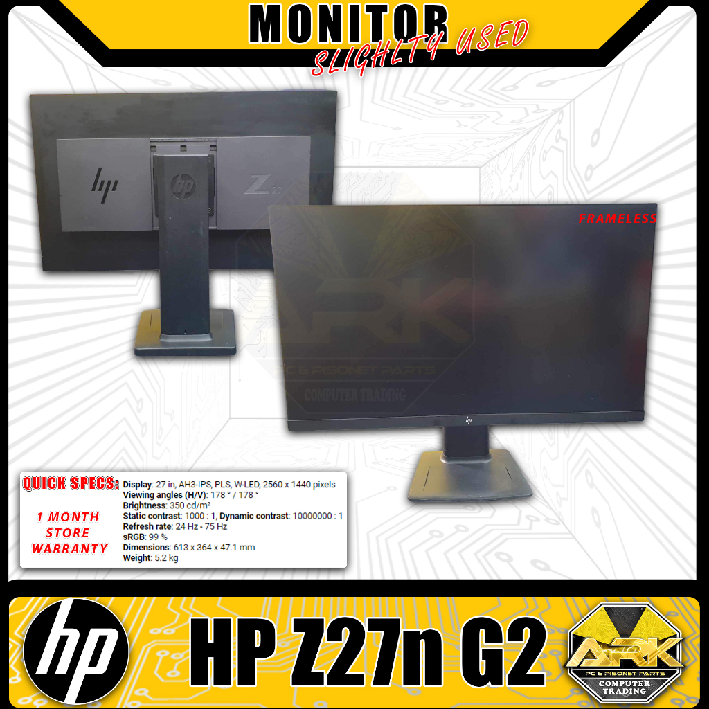 HP 27” 2k Z27 G2 2k Resolution Frameless Monitor | Shopee Philippines