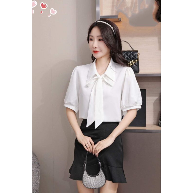 Bangkok collar short sleeve with ribbon tie formal blouses Pm us for ...