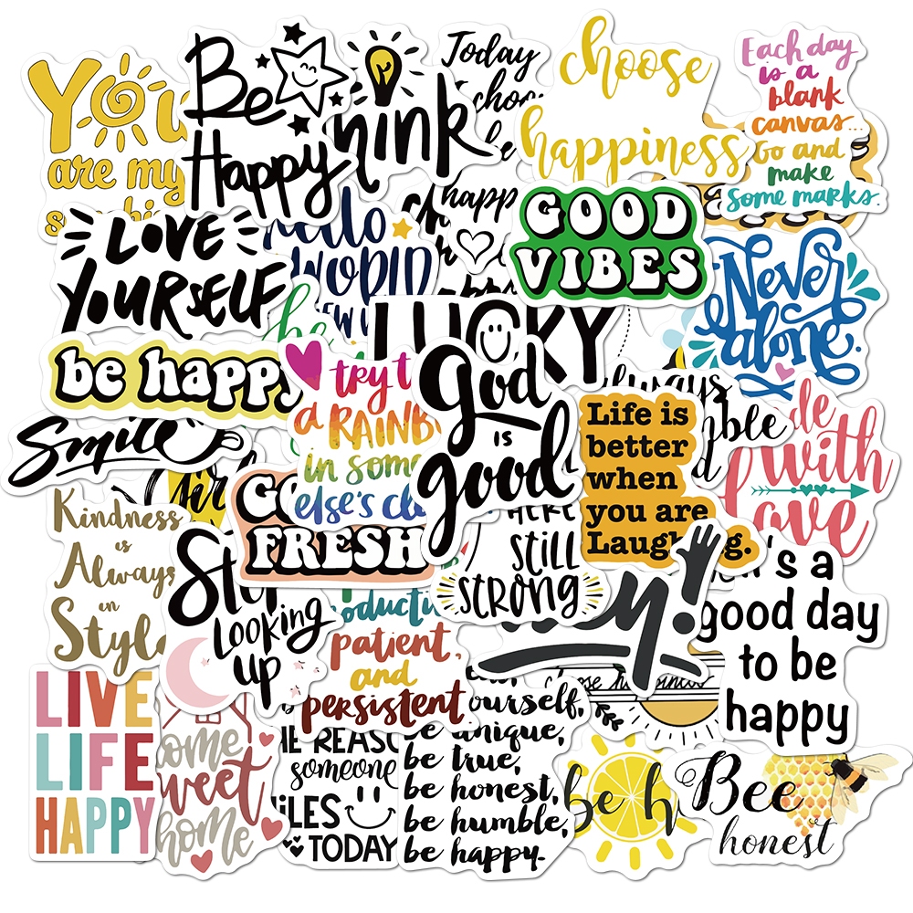50pcs/set Classical Healing English Words - Encouraging Words Stickers ...