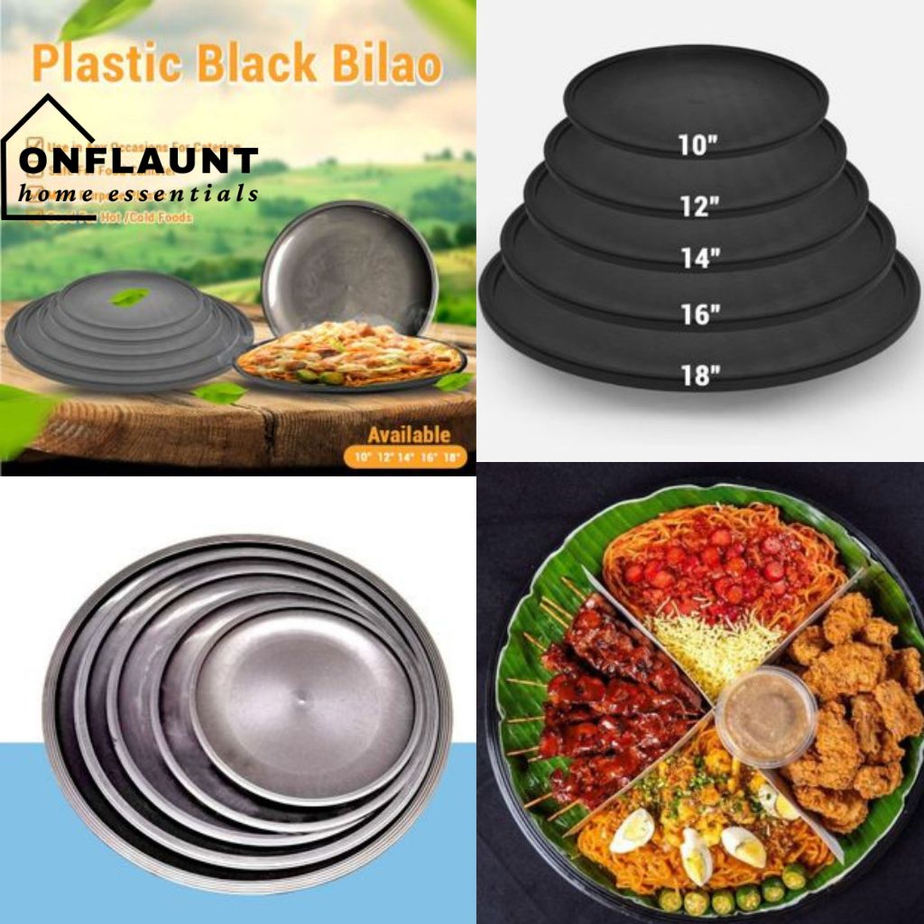 OnFlaunt 1pc Plastic Black Bilao Reusable Food Grade Plastic Round Food ...