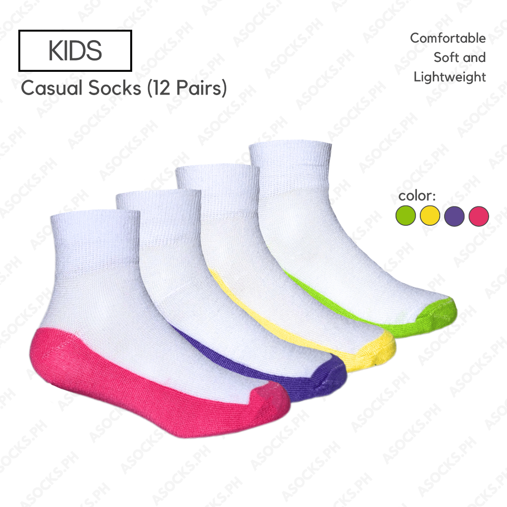 ASOCKS 12 Pairs Kids Cotton Above Ankle Socks With Apakan Design Unisex ...