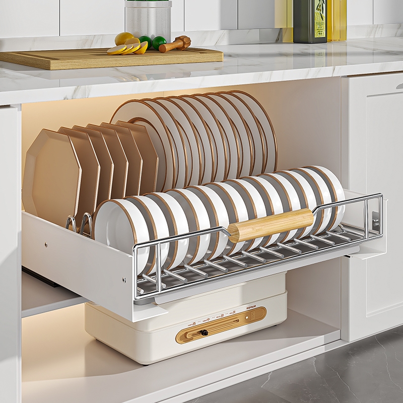 Pullout Basket Dish Rack For Kitchen Cabinet Stainless Dish Drainer ...