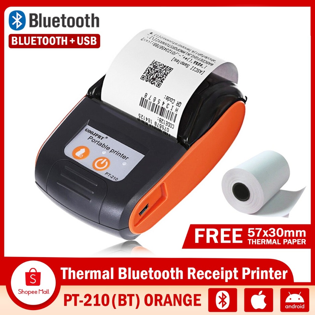 GOOJPRT PT-210 Portable Thermal Printer Receipt Printer(Bluetooth+Usb Connection) | Shopee ...