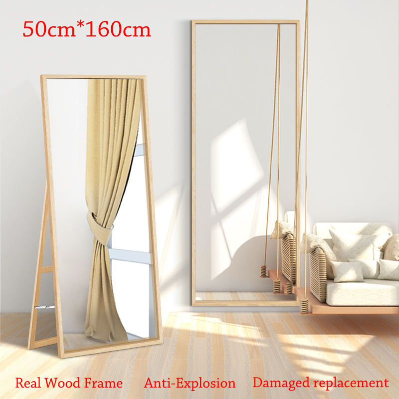 Wood Frame Full-Length Standing Mirror Bathroom Mirror Long Mirror Full ...