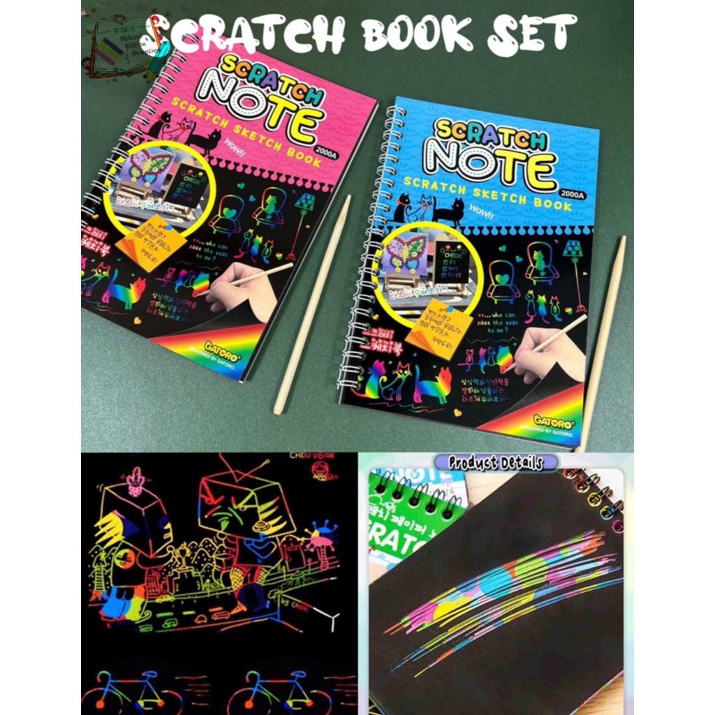DIY BOOK Drawing Colorful Scratching Art Book Scratch Note Fun Painting ...