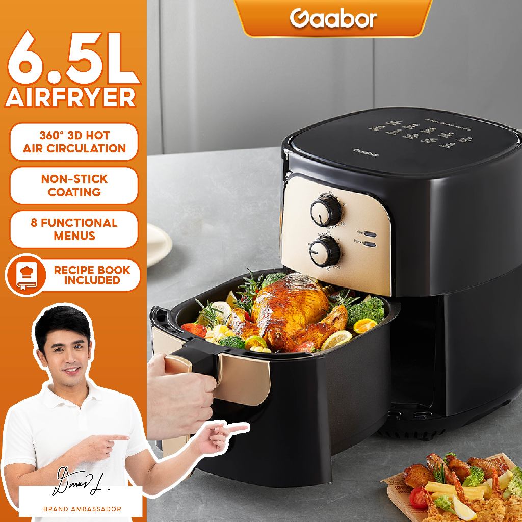 Gaabor Air Fryer Big Capacity Dual Control Knobs Non-Stick Coating & 8 ...