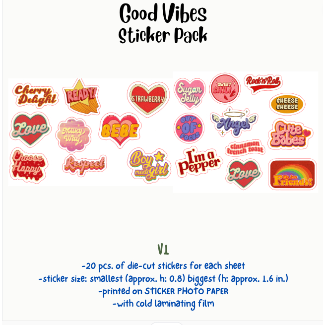Good Vibes Sticker Pack Cute Deco Journal Diary Decoration Aesthetic ...
