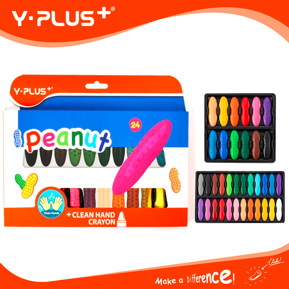 Y-Plus+ Non-Toxic Peanut Crayons 12 Colors and 24 Colors | Shopee ...