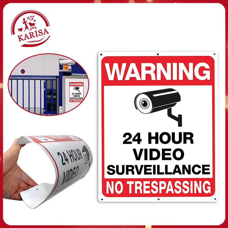 10 X 7 Inch 24 Hour Monitor CCTV Warning Sign Waterproof No Trespassing ...