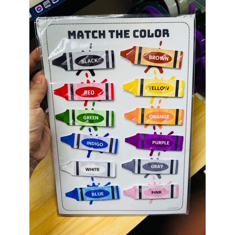 Crayon Color Matching Game, Busy Book Educational Activity, Homeschool ...