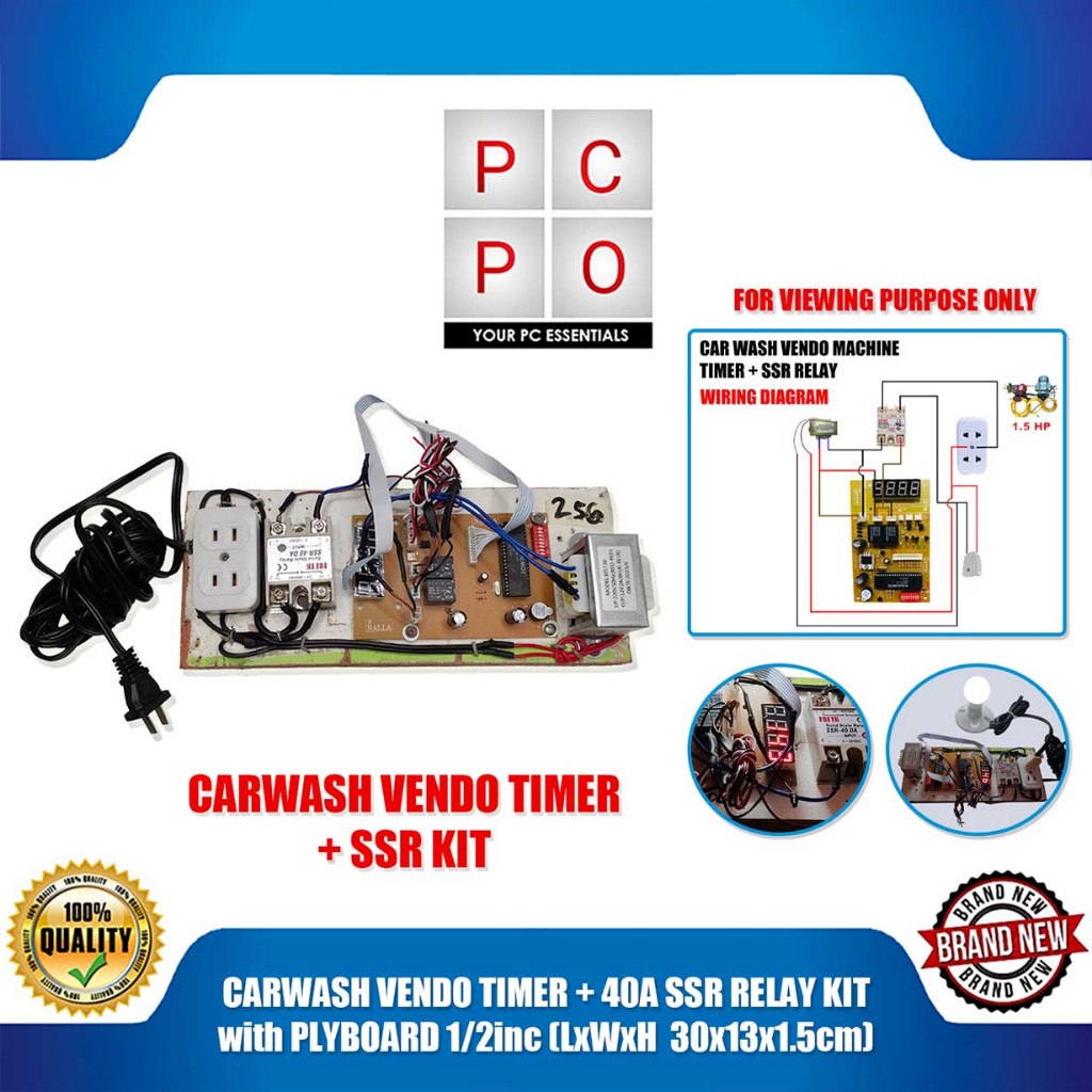 PC PO CARWASH VENDO TIMER + 40A SSR RELAY KIT with PLYBOARD 1/2inc ...