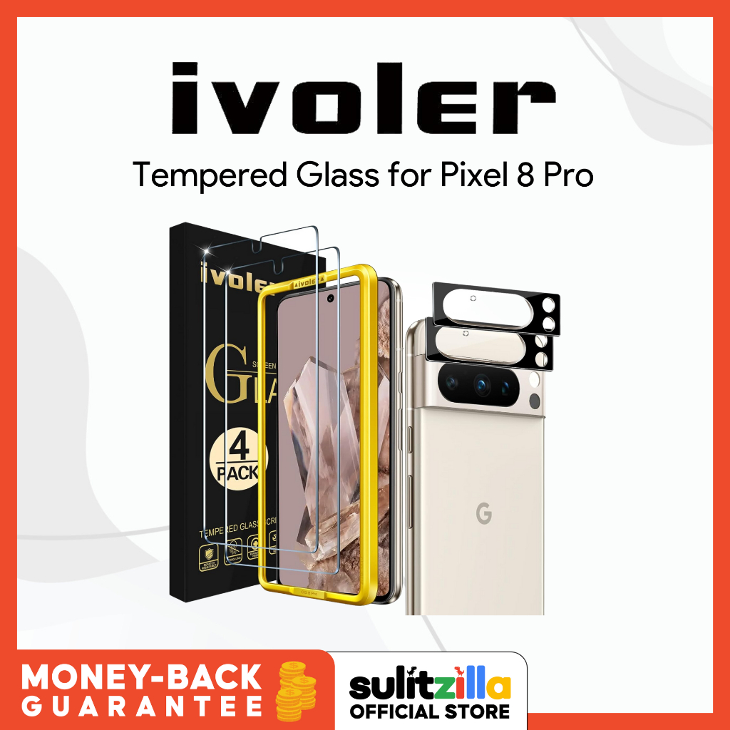ivoler Tempered Glass Screen Protector for Google Pixel 8 Pro (2+2 Pack ...