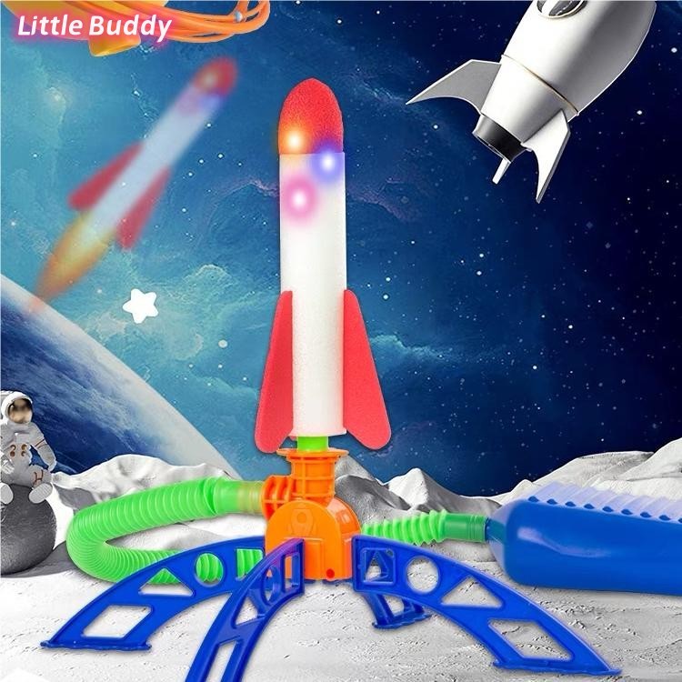 Flashing Flying Rocket toy for kids Foot-operated launcher Angle ...