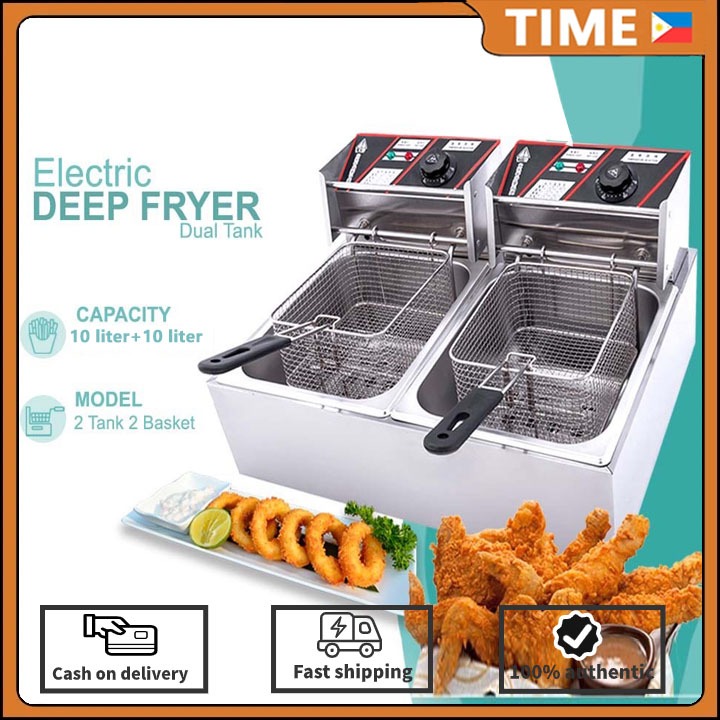 Electric deep fryers, 2 fryers,10+10 liter commercial deep fryers ...