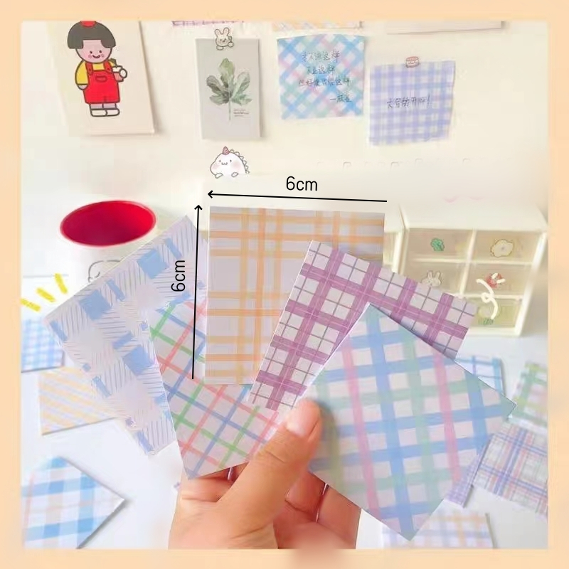 Checkered Post-it Notes Simple style plaid sticky notes Portable sticky ...