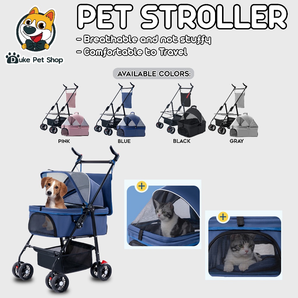 Pet Foldable Travel Stroller Detachable Pet Trolley For Dog And Cat ...