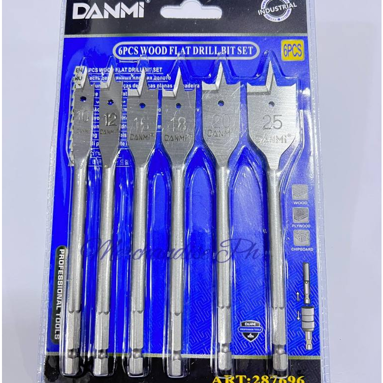 6PC SET METRIC FLAT WOOD SPADE DRILL BIT SET CUTTER HEX CUTTING HOLE ...