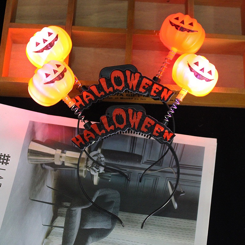 Lucky Tarsier Glowing halloween headgear pumpkin skull with dress up ...