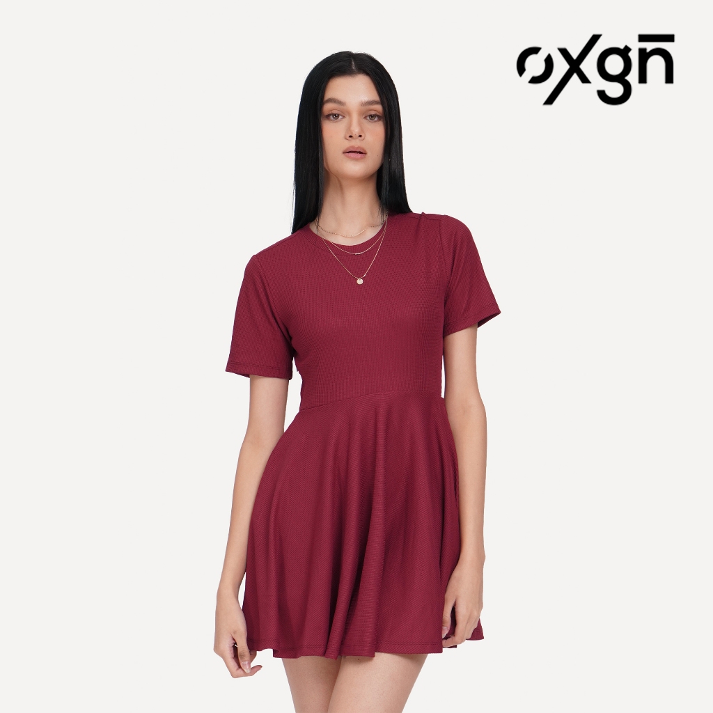 OXGN Generations Skater Dress For Women (Maroon) | Shopee Philippines