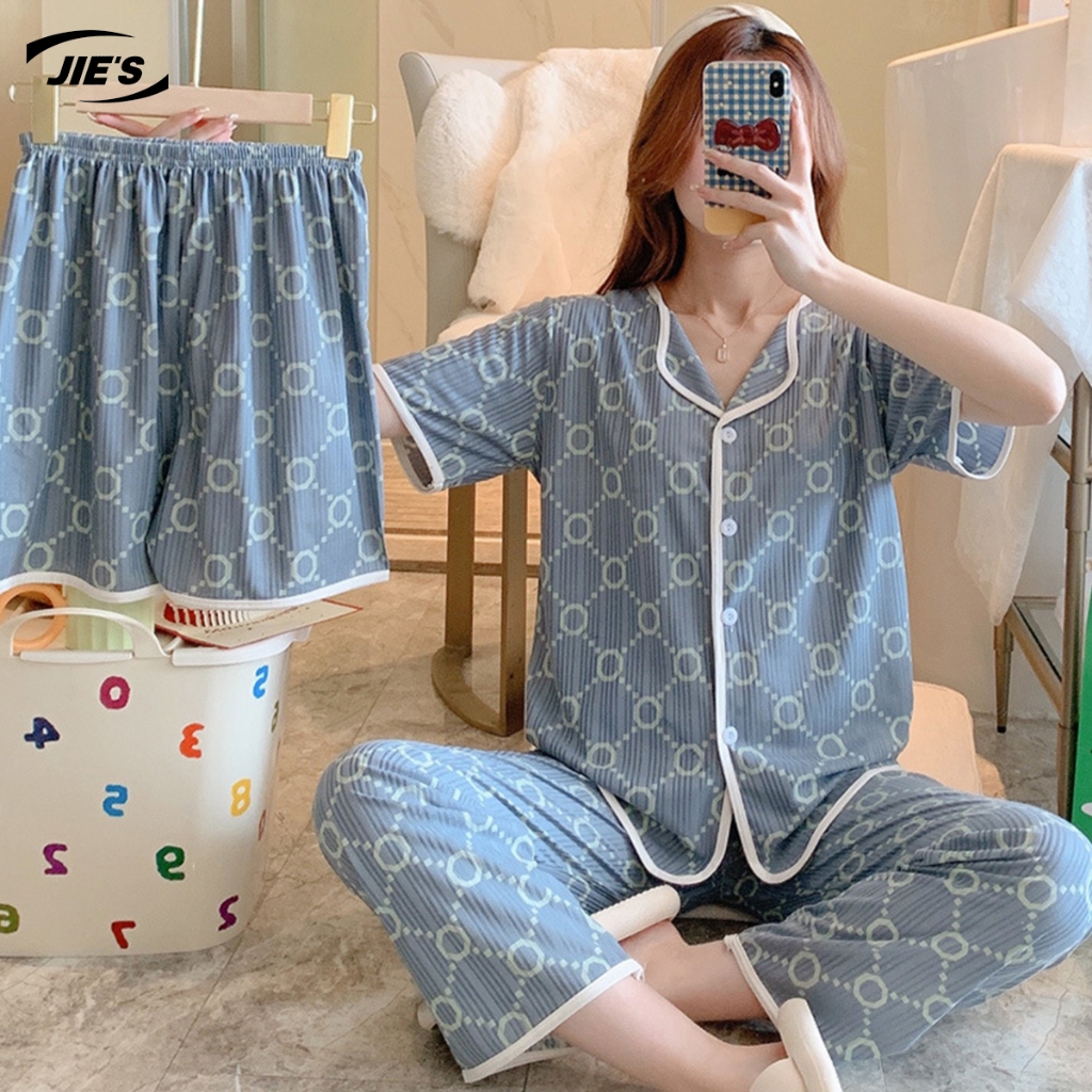 Jie's M-2XL comfortable cotton loungewear short sleeves pajamas for ...