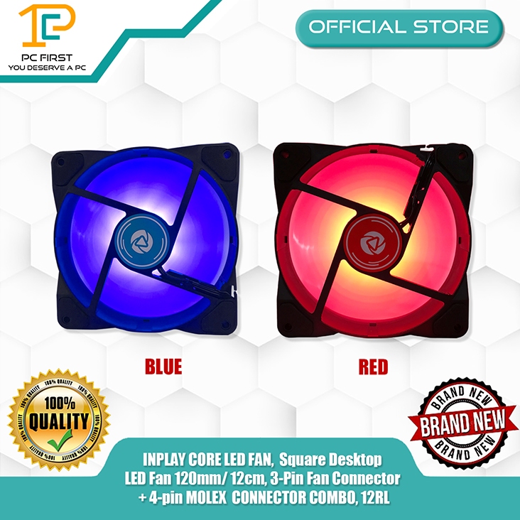 INPLAY CORE LED FAN, Square Desktop LED Fan 120mm/ 12cm, 3-Pin Fan ...