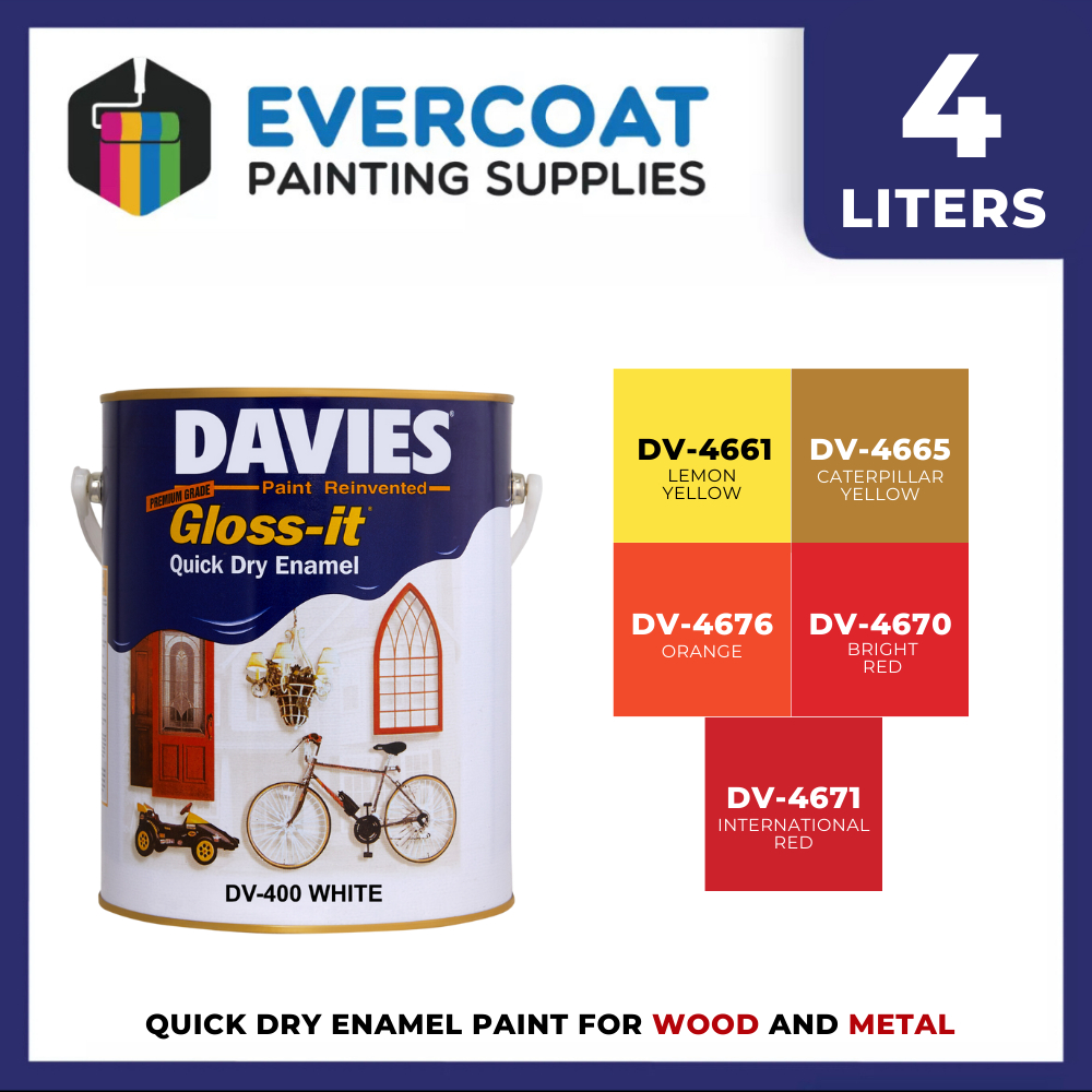 Davies Gloss-it QDE Paint for Wood / Furnitures 4L (Reds and Yellows ...