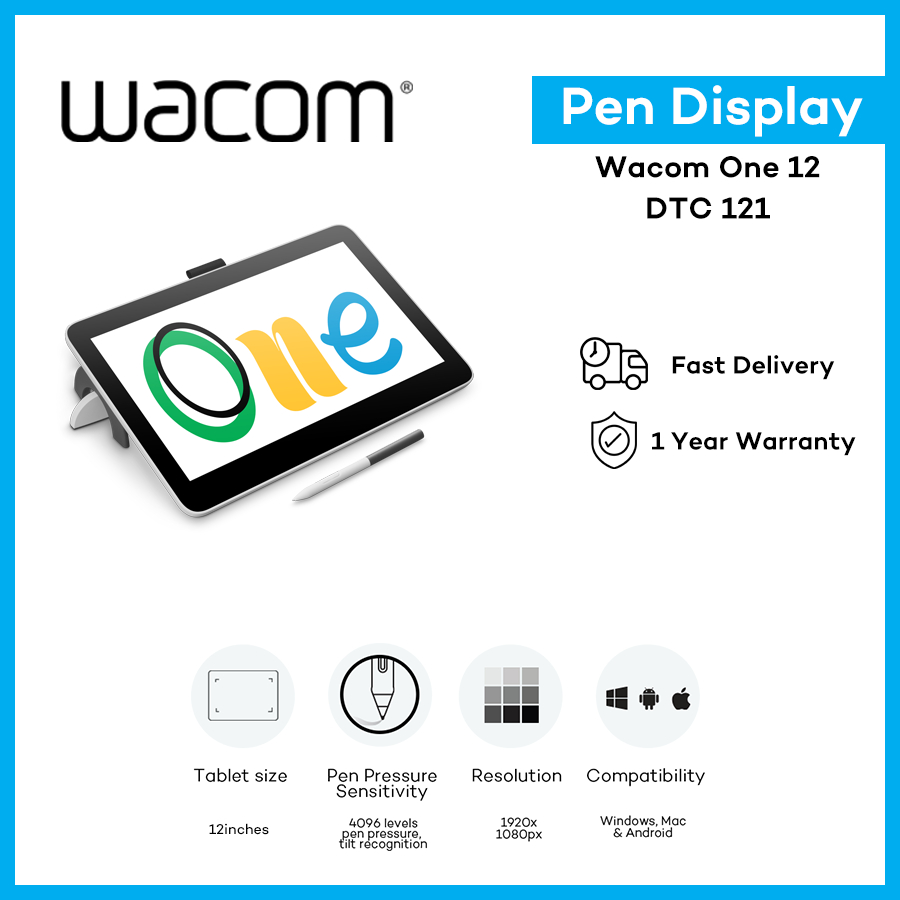Wacom One 12 (DTC-121W0C) Pen Display Full HD (1920x1080) Tablet | Shopee Philippines
