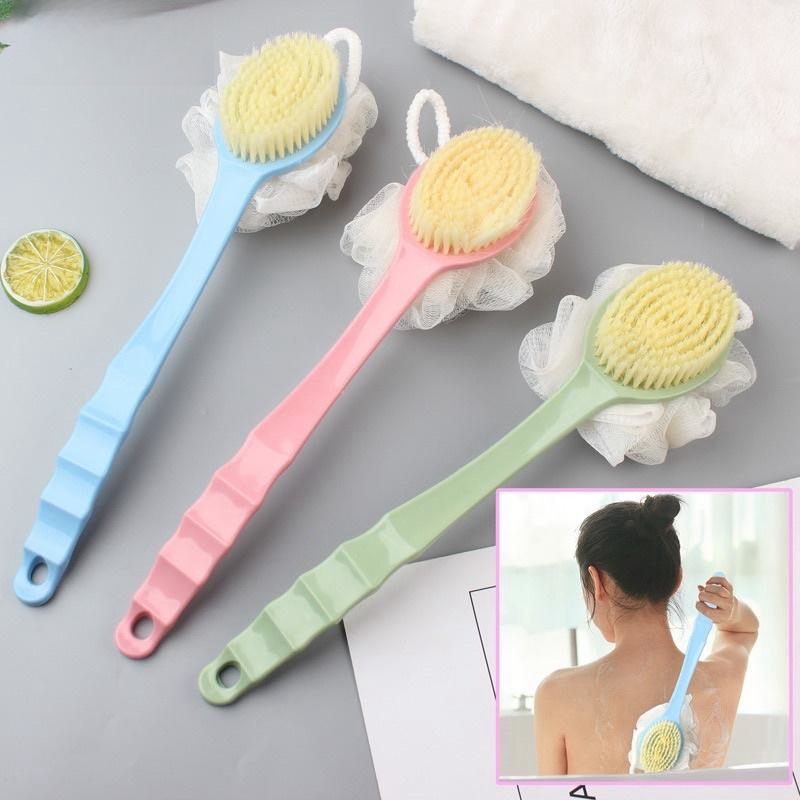 Shower Body Brush with Bristles and Loofah,Back Scrubber Bath Mesh ...