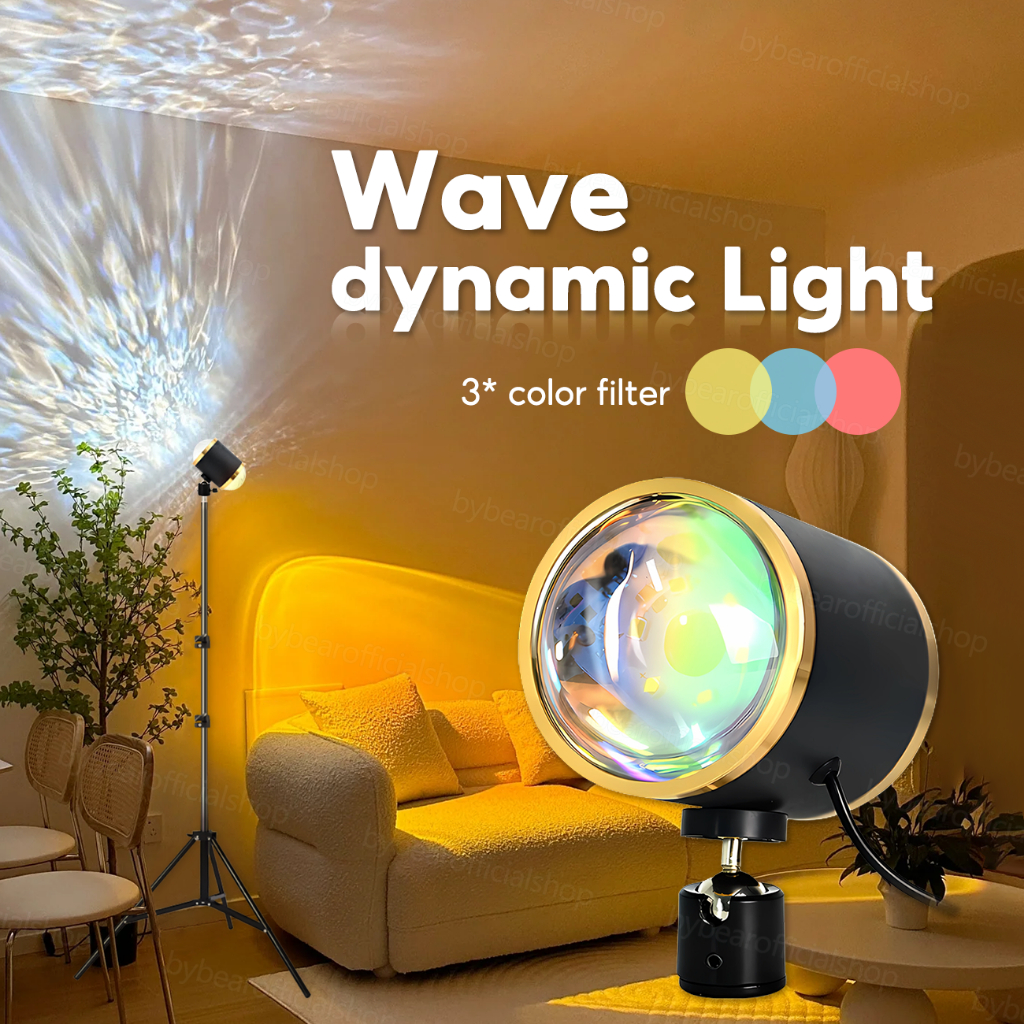 LED Night Light Wave Dynamic Projector Lighting Bedroom Bedside Lamp ...