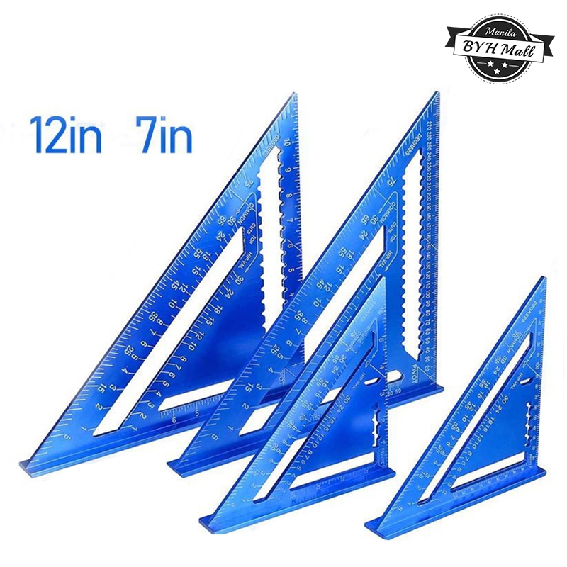 7/12inch Aluminum Alloy Triangular Ruler Triangle Angle Protractor For ...