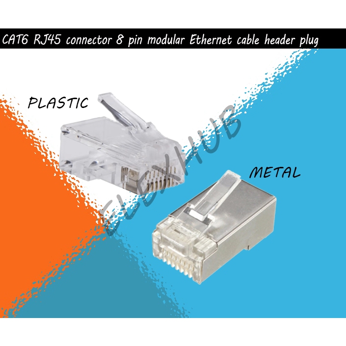 CAT6 RJ45 connector 8 pin modular Ethernet cable header plug | Shopee ...