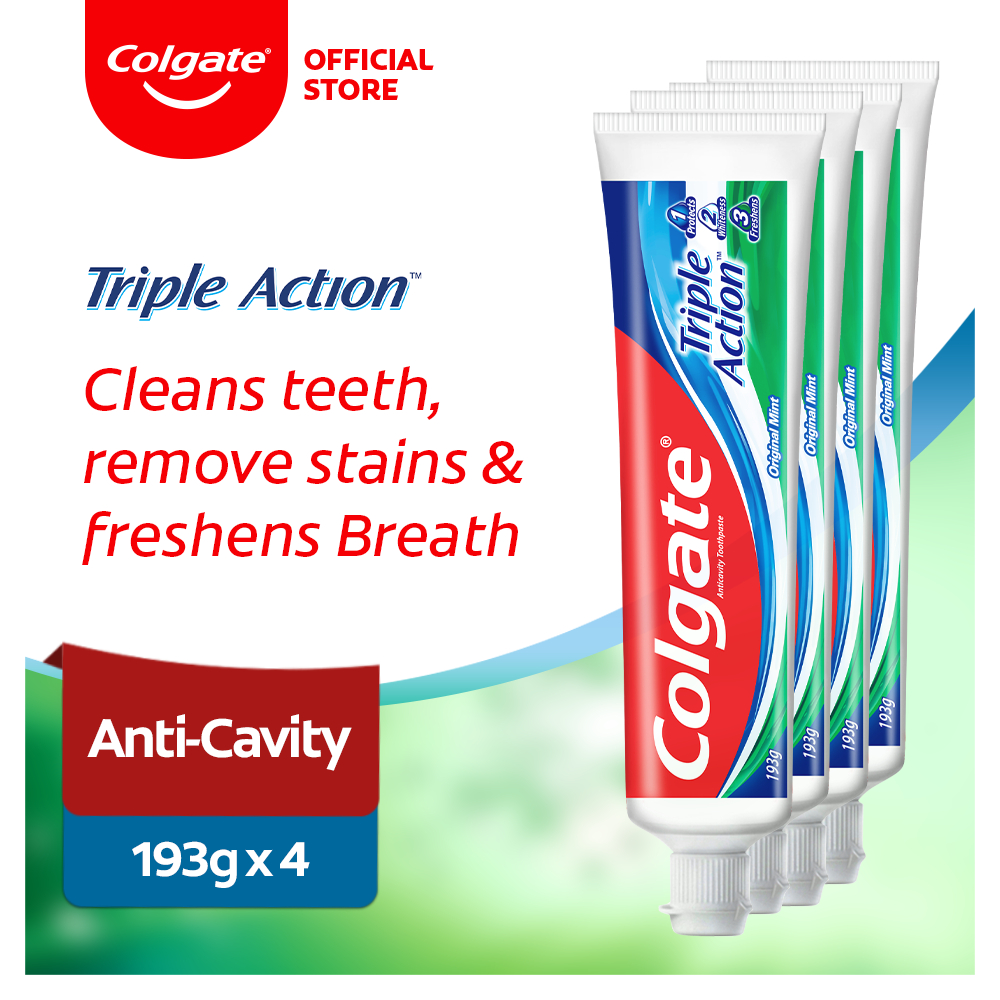 Colgate Triple Action Anti-Cavity Family Toothpaste 193g - Pack of 4 ...