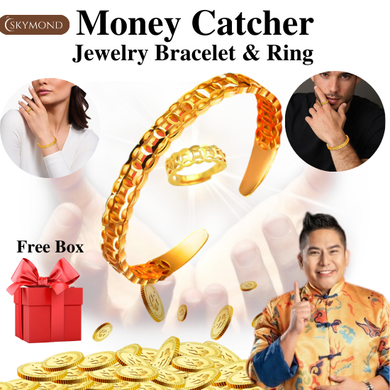 Money Catcher Jewelry Bracelet & Ring Feng Shui 18K Gold Bracelet ...