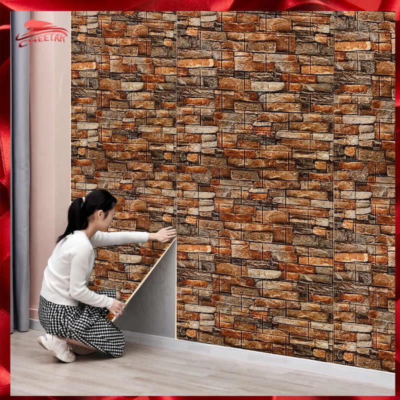 Retro Wallpaper Adhesive Room Design Sticker Waterproof For Wall Bricks ...